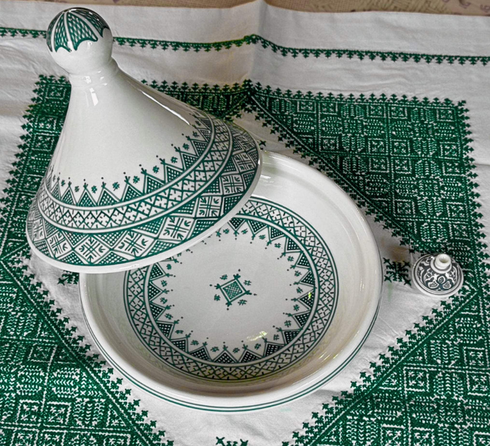 Moroccan Tagine – Handcrafted Green Serving Tagine (22cm)